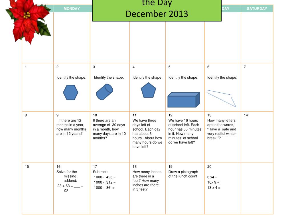 PPT 3rd Grade Math Problems Of The Day August 2013 May 2014 PPT 3rd Grade Math Problems Of The Day August 2013 May 2014