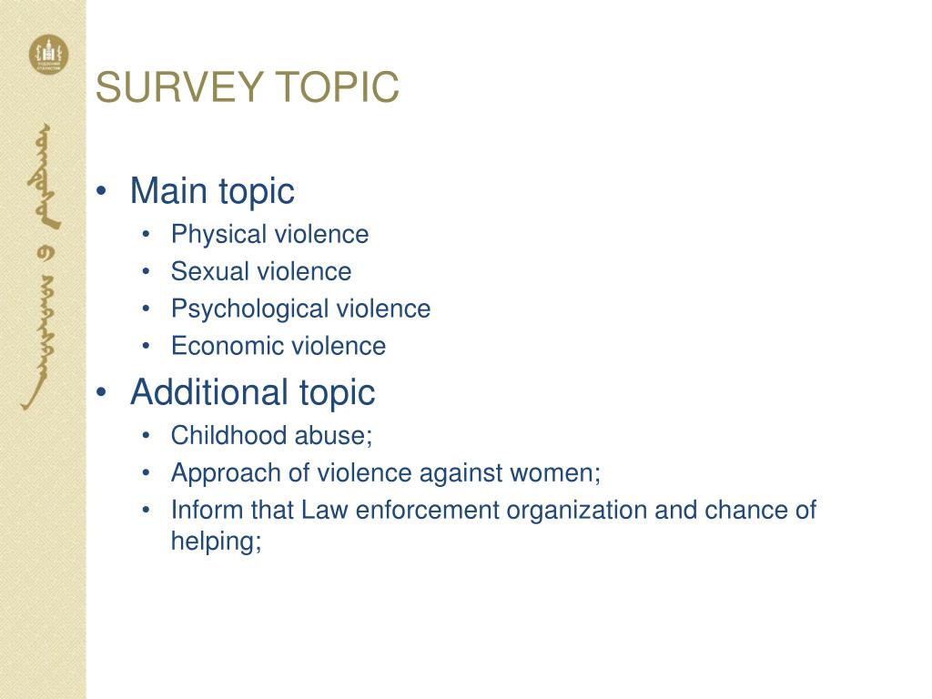 PPT - GENDER BASED VIOLENCE: Violence against women quantitative survey ...