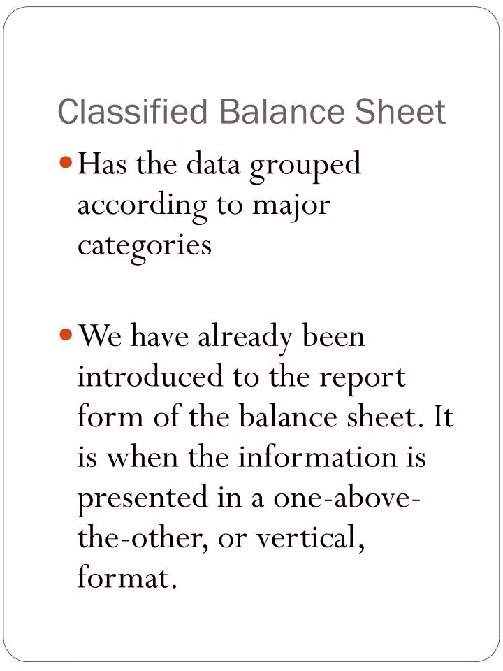 PPT - Classified Balance Sheet PowerPoint Presentation, free download ...