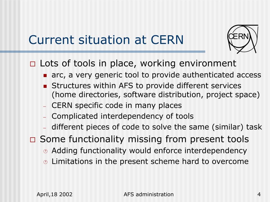 PPT - Enhancing AFS Administration Framework at CERN: Goals and New ...