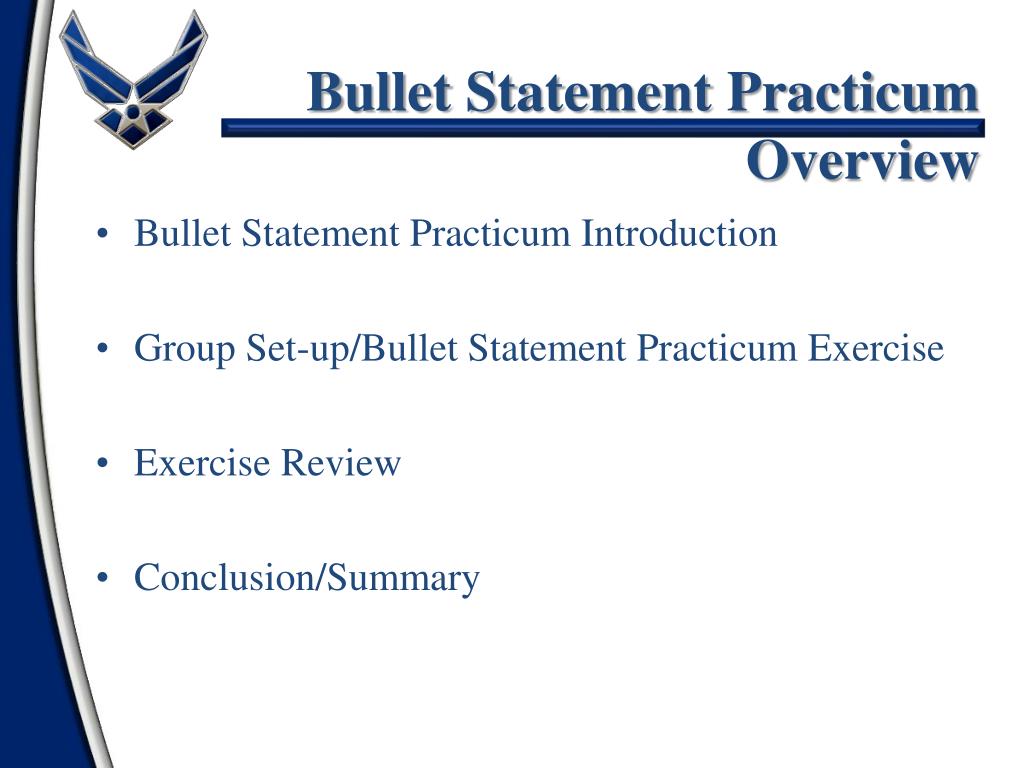 PPT Bullet Statement Practicum PowerPoint Presentation Free Download PPT Bullet Statement Practicum PowerPoint Presentation Free Download