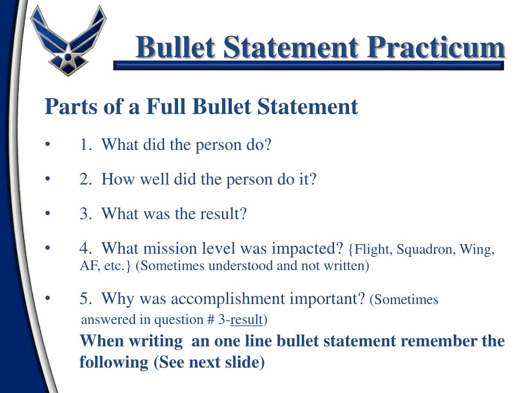 PPT Bullet Statement Practicum PowerPoint Presentation Free Download
