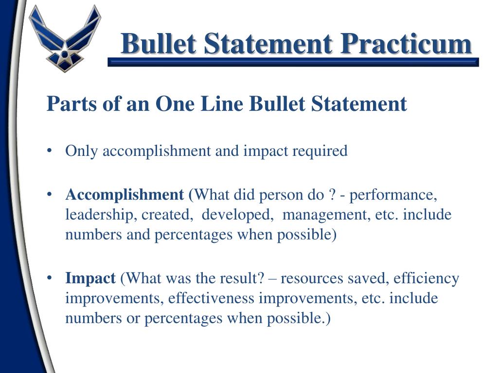 PPT Bullet Statement Practicum PowerPoint Presentation Free Download PPT Bullet Statement Practicum PowerPoint Presentation Free Download