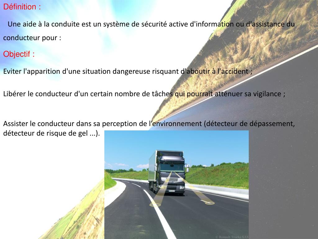 PPT - Fiche orale N°12 : Systèmes de sécurité et d’aides à la conduite ...