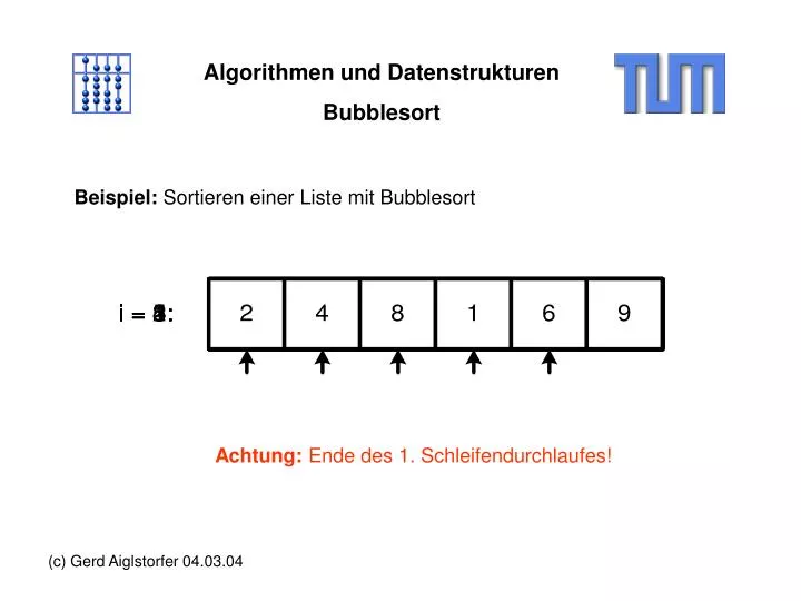 PPT - Algorithmen und Datenstrukturen Bubblesort PowerPoint ...