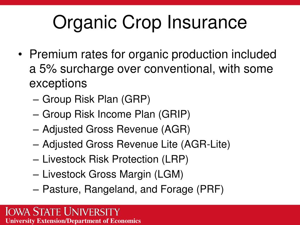 PPT - Crop Insurance for Organic Producers: The Latest Update ...