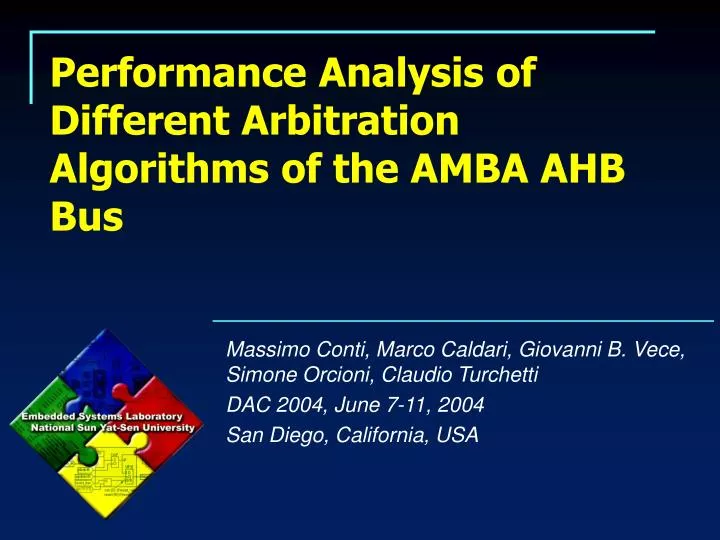 PPT - Performance Analysis of Different Arbitration Algorithms of the ...