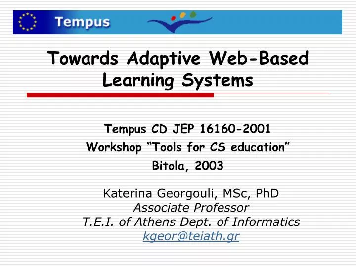 PPT - Towards Adaptive Web-Based Learning Systems PowerPoint ...