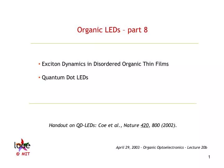 PPT - Organic LEDs – part 8 PowerPoint Presentation, free download - ID ...