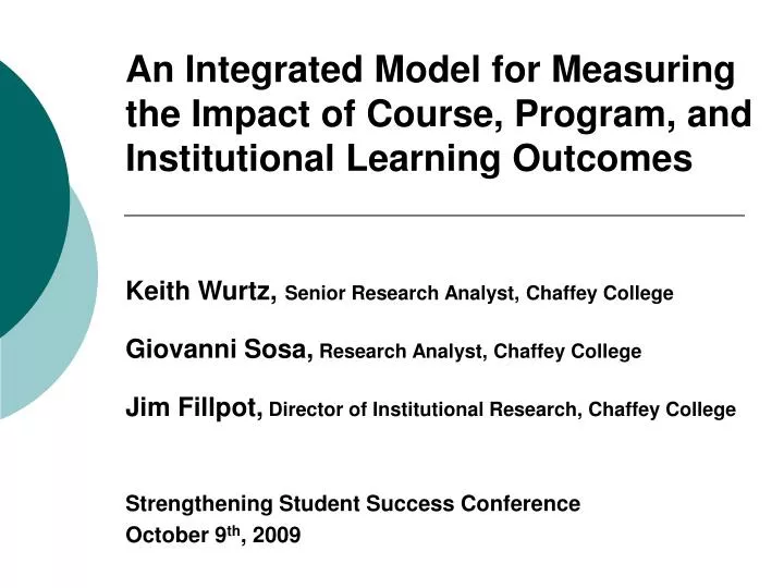 PPT - Measuring the Impact of Learning Outcomes PowerPoint Presentation ...