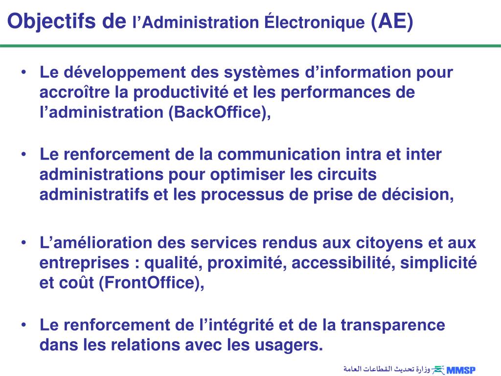 PPT - Programme National de l’Administration Electronique au Maroc PowerPoint Presentation - ID ...