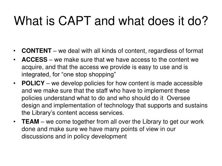 PPT - What is CAPT and what does it do? PowerPoint Presentation, free ...