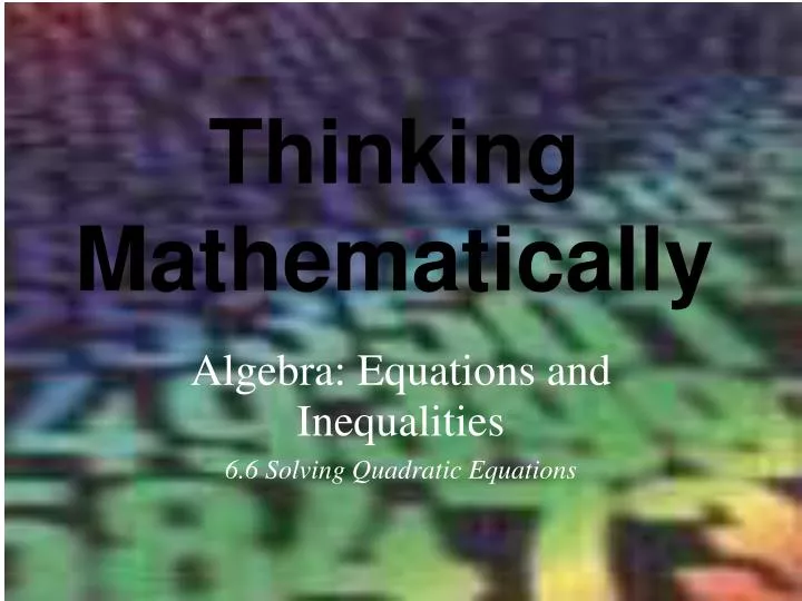 PPT - Thinking Mathematically PowerPoint Presentation, free download ...