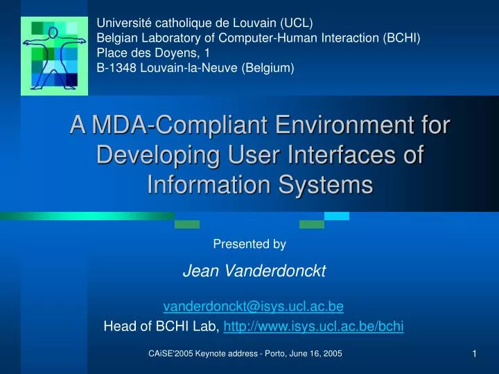 PPT - A MDA-Compliant Environment for Developing User Interfaces of ...