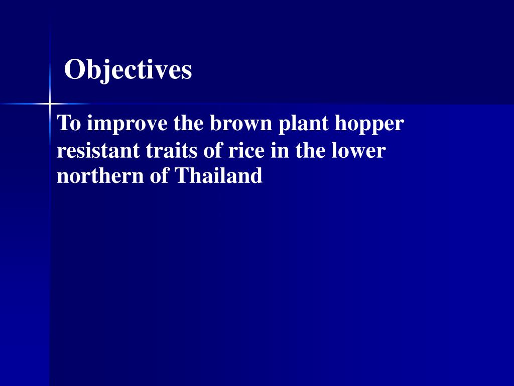 PPT - Improvement of Brown Plant Hopper Resistant Rice in Lower ...