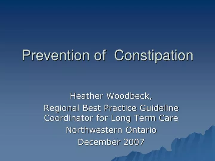 PPT - Prevention of Constipation PowerPoint Presentation, free download ...