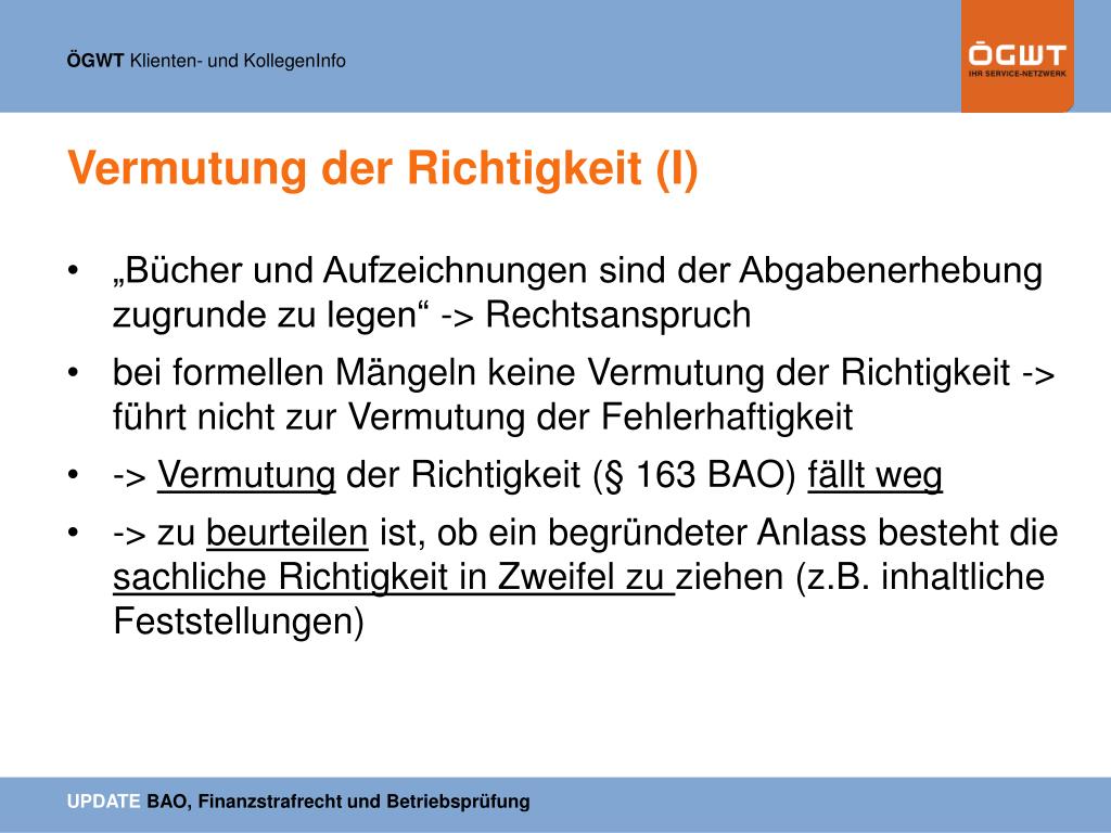 PPT - UPDATE BAO, Finanzstrafrecht und Betriebsprüfung PowerPoint ...