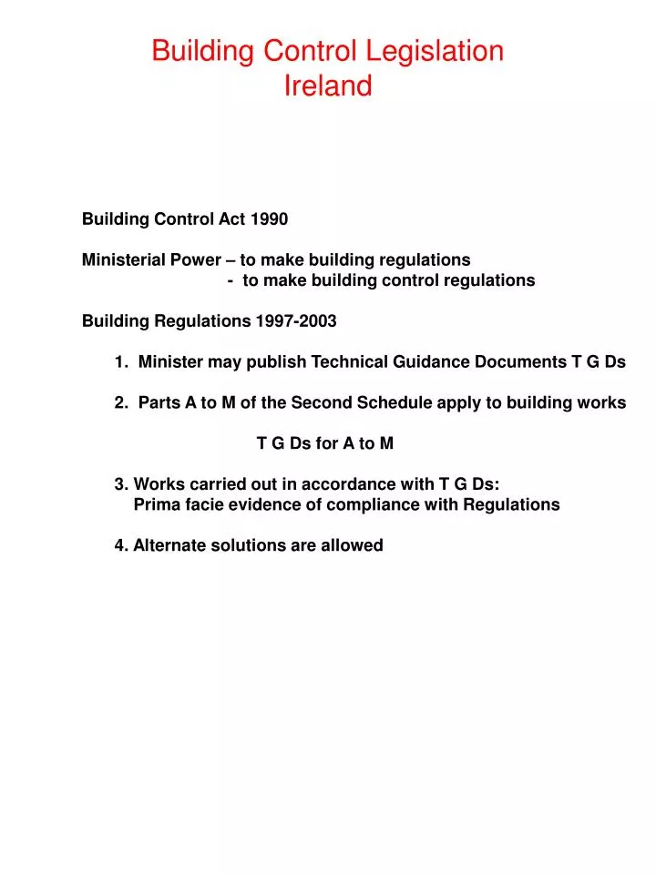 PPT - Building Control Legislation Ireland PowerPoint Presentation ...