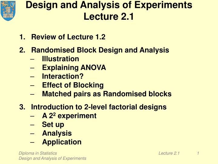 PPT - Design and Analysis of Experiments Lecture 2.1 PowerPoint ...