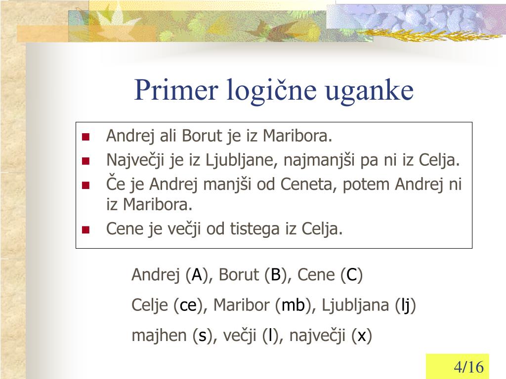 PPT - Ogrodje paketa za avtomatsko reševanje logičnih ugank PowerPoint Presentation - ID:3262447