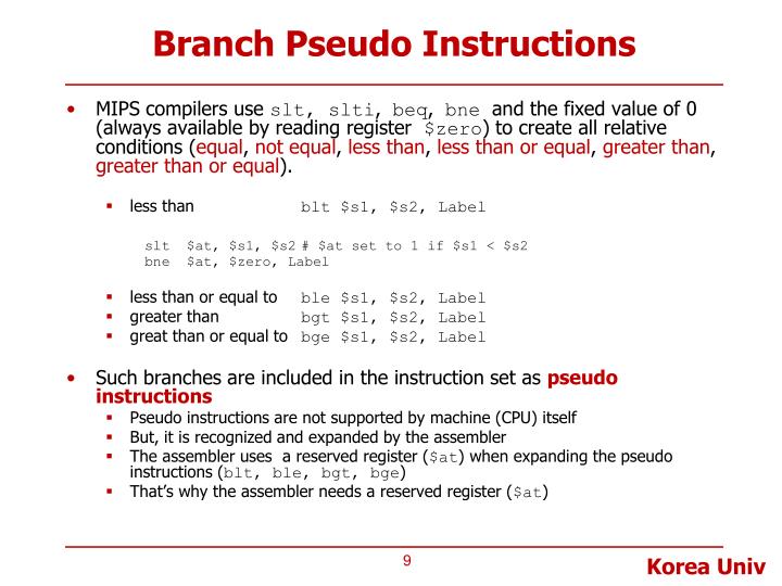 PPT - Lecture 8. MIPS Instructions #3 – Branch Instructions #1 ...