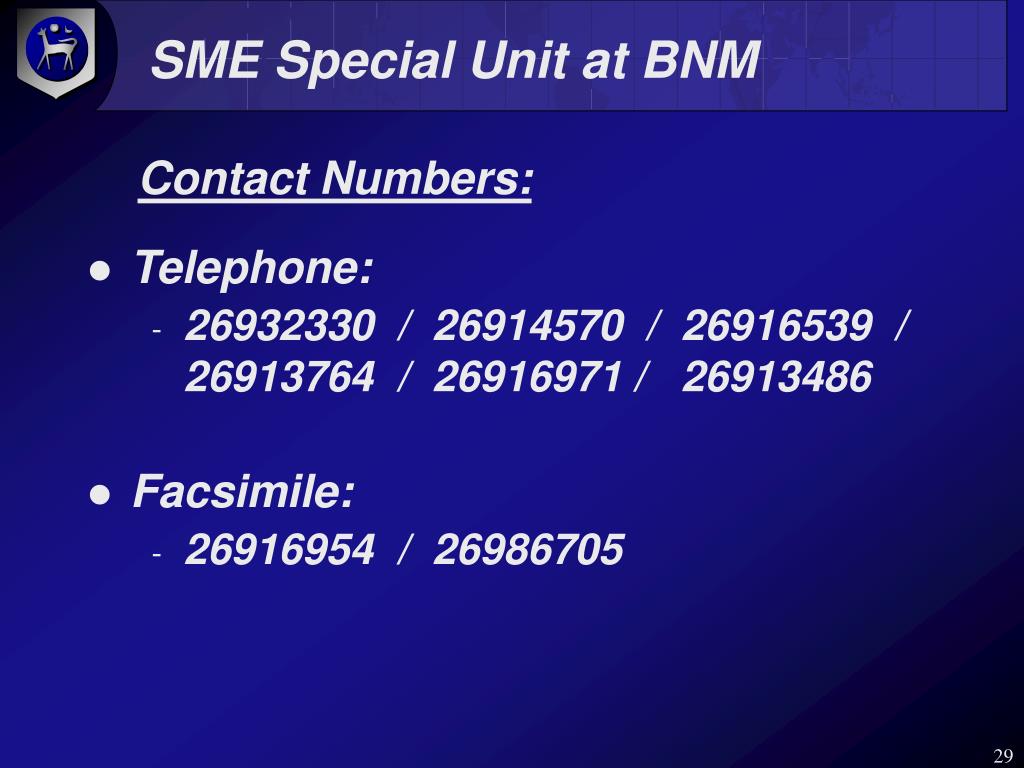 PPT - BRIEFING ON SME FINANCING BY SME SPECIAL UNIT BANK NEGARA ...
