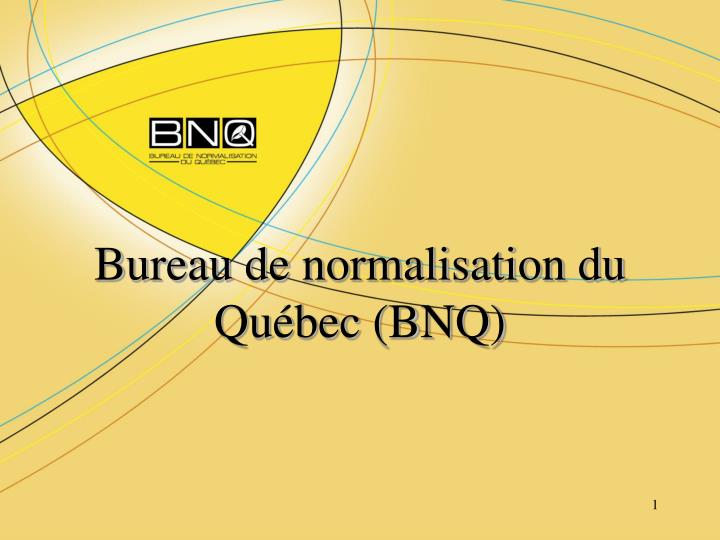 PPT - Bureau de normalisation du Québec (BNQ) PowerPoint Presentation ...