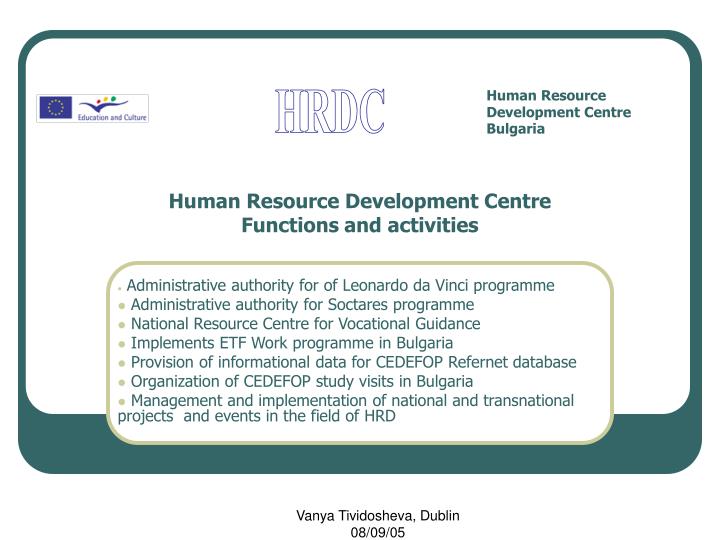 PPT - Human Resource Development Centre Functions and activities ...