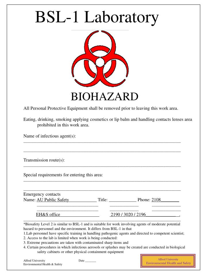 PPT - BSL-1 Laboratory PowerPoint Presentation, free download - ID:3264485