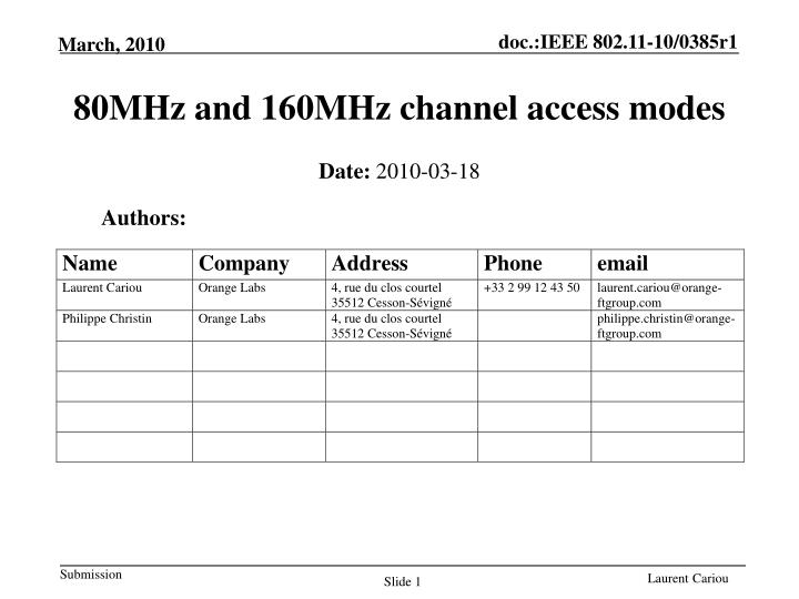 PPT - 80MHz and 160MHz channel access modes PowerPoint Presentation ...