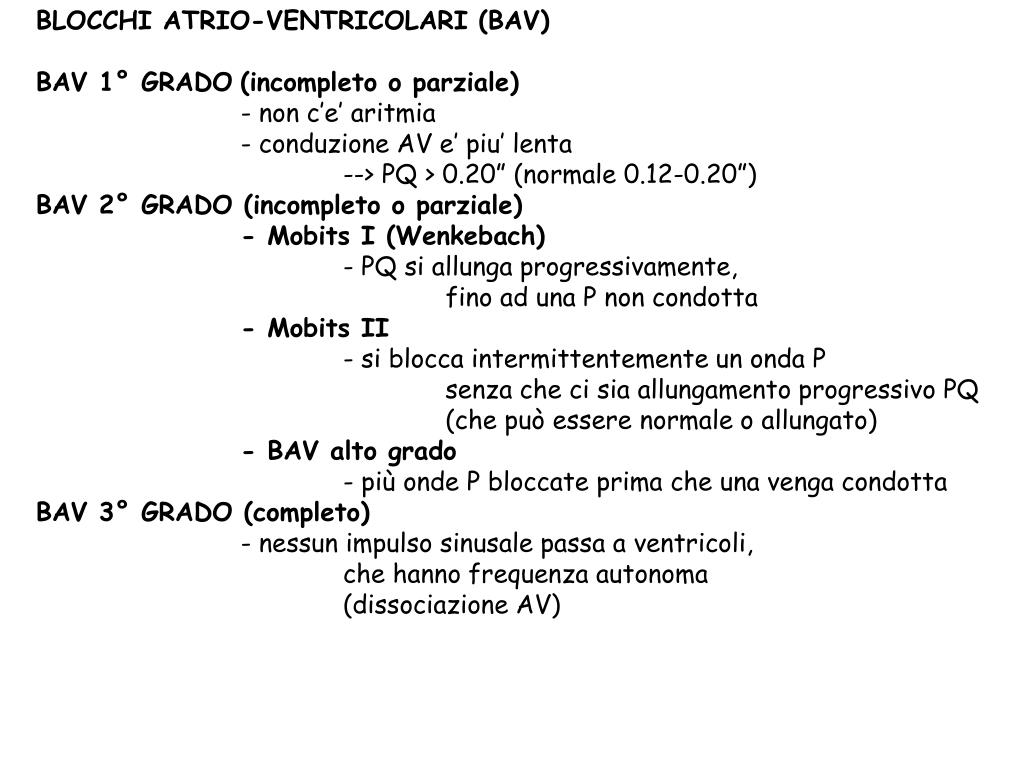 PPT - BLOCCHI ATRIO-VENTRICOLARI (BAV) BAV 1° GRADO (incompleto o ...