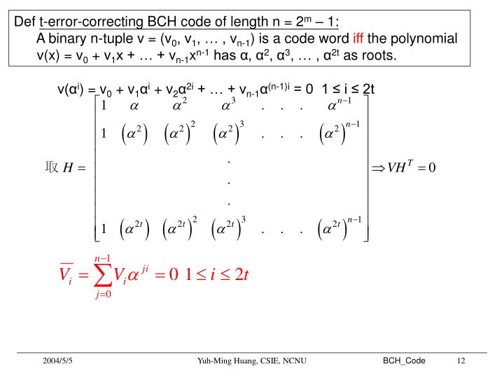 PPT - BCH Code PowerPoint Presentation - ID:3265723