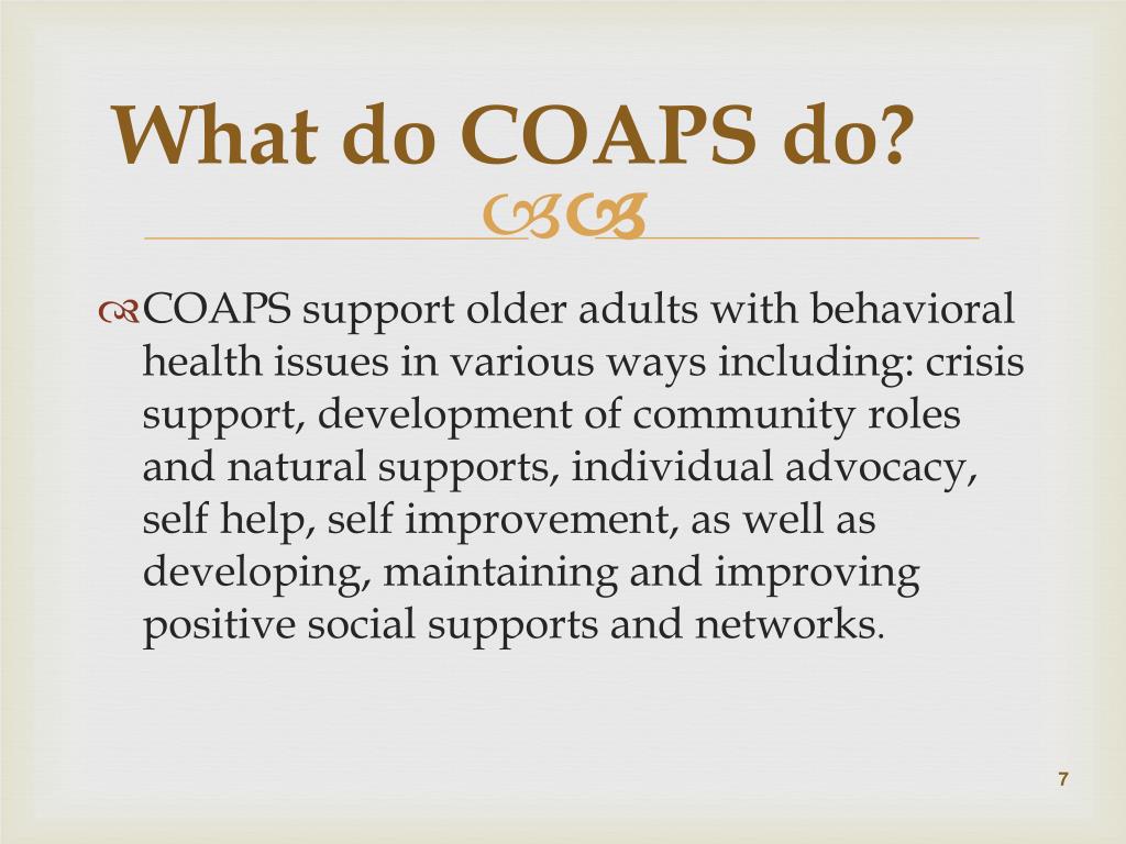 PPT - Certified Older Adult Peer Specialist Program (COAPS) PowerPoint ...