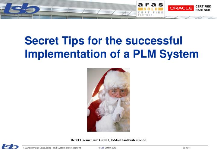 PPT - Secret Tips for the successful Implementation of a PLM System ...