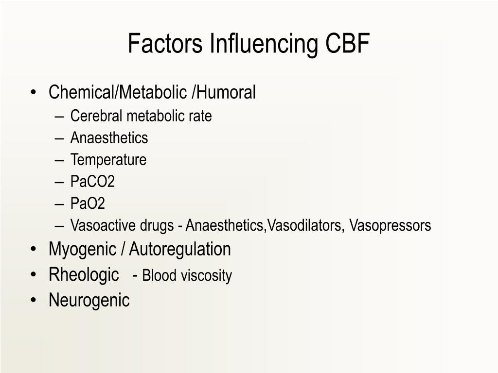 PPT - Cerebral Blood Flow -Regulation -Measurement of CBF & CMR ...