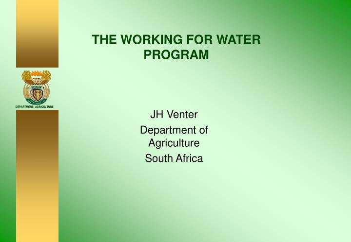 PPT - THE WORKING FOR WATER PROGRAM PowerPoint Presentation, free ...
