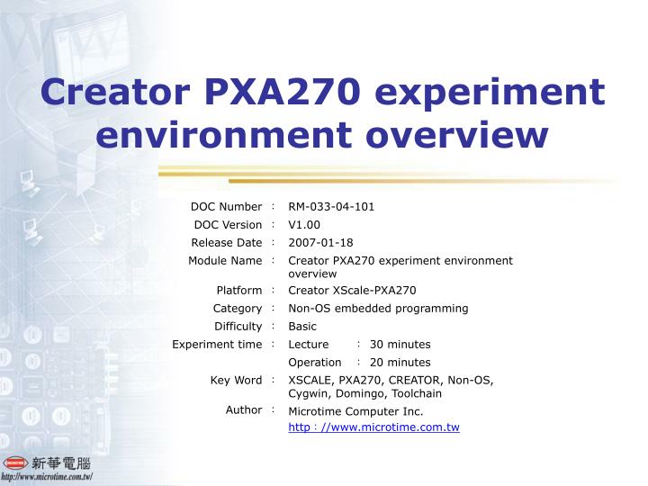 PPT - Creator PXA270 experiment environment overview PowerPoint ...