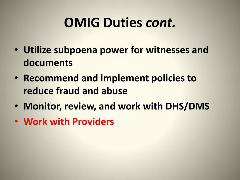 PPT - Office of the Medicaid Inspector General PowerPoint Presentation ...