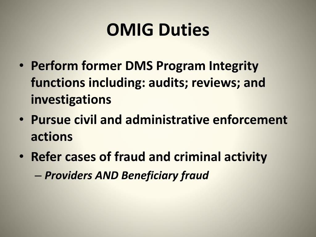 PPT - Office of the Medicaid Inspector General PowerPoint Presentation ...