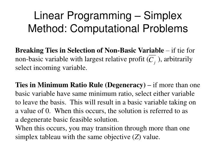 Ppt Linear Programming Simplex Method Computational Problems Powerpoint Presentation Id