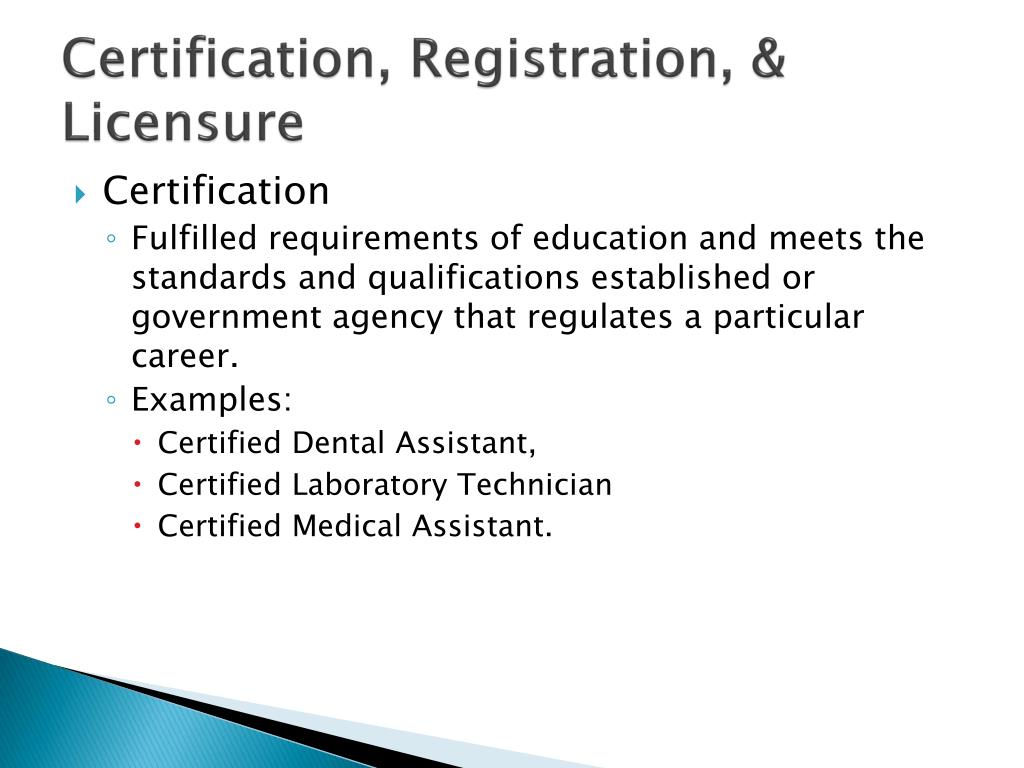 PPT - Certification, Licensure, Registration, CEU in Health Careers ... PPT - Certification, Licensure, Registration, CEU in Health Careers ...