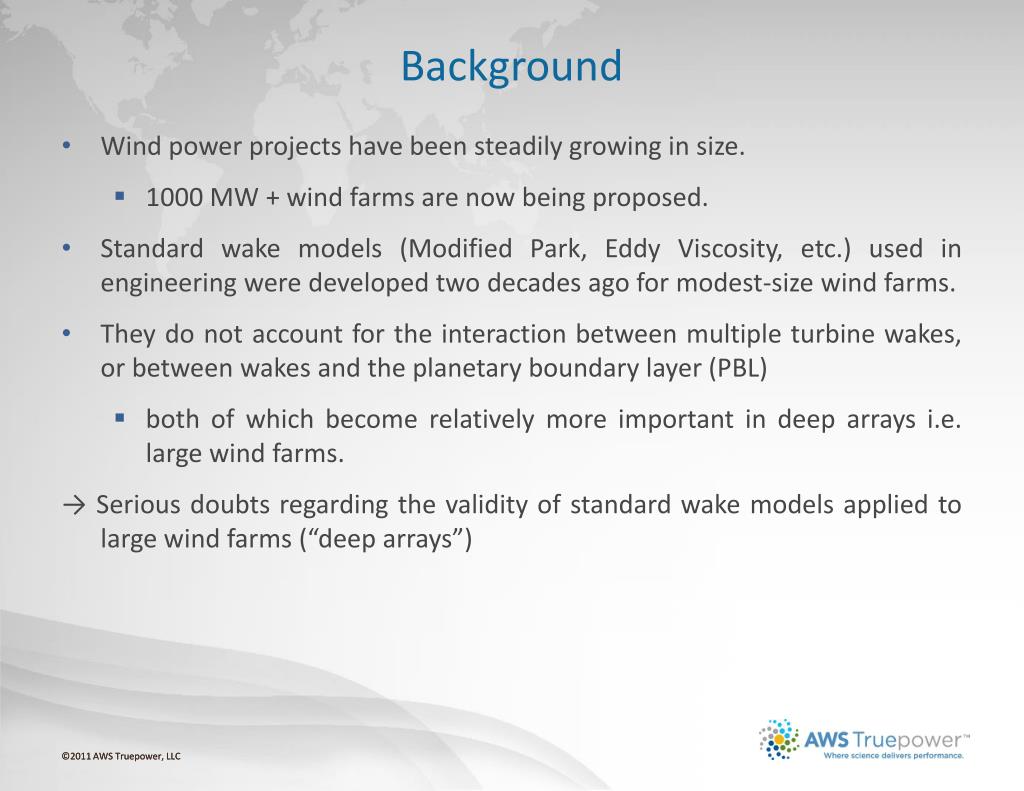 PPT - Overview of six commercial and research wake models for large ...