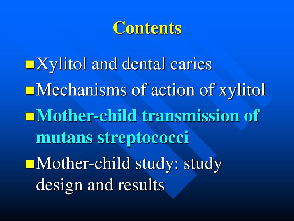 PPT - Prevention of mother-child transmission of mutans streptococci ...