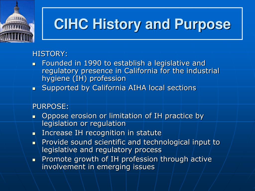 PPT - California Industrial Hygiene Council (CIHC) Mission, Vision ...