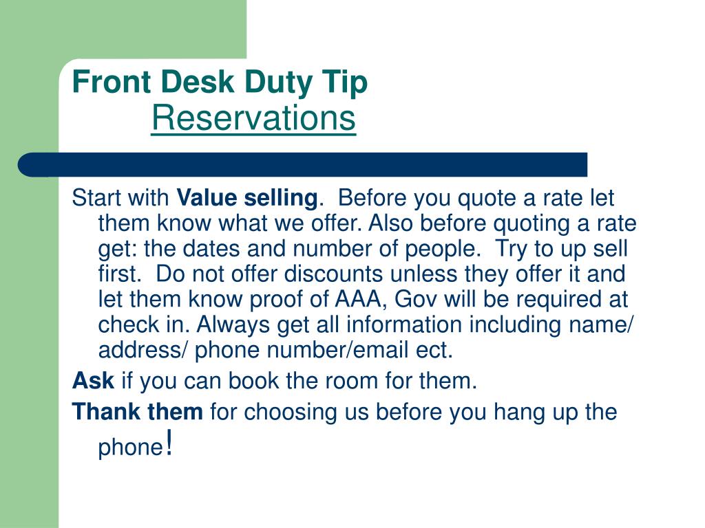PPT - Hampton Inn Waterbury Front Desk Employee Success Book PowerPoint ...