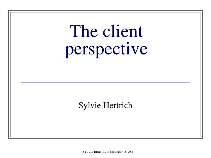 PPT - The client perspective PowerPoint Presentation, free download ...