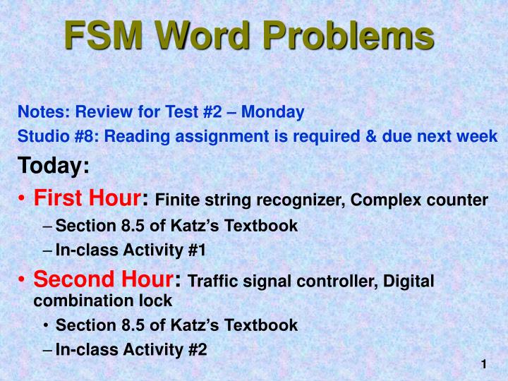 PPT - FSM Word Problems PowerPoint Presentation, free download - ID:3275144