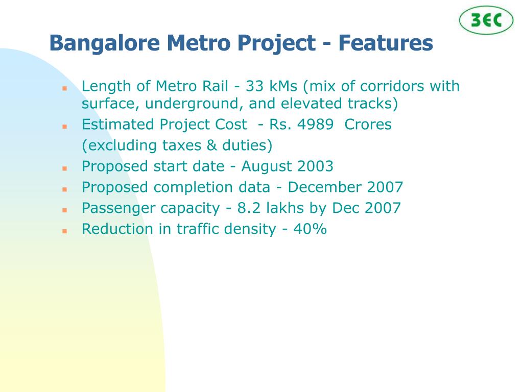 PPT - Bangalore City Metro Rail for Public Transport and CDM PowerPoint ...