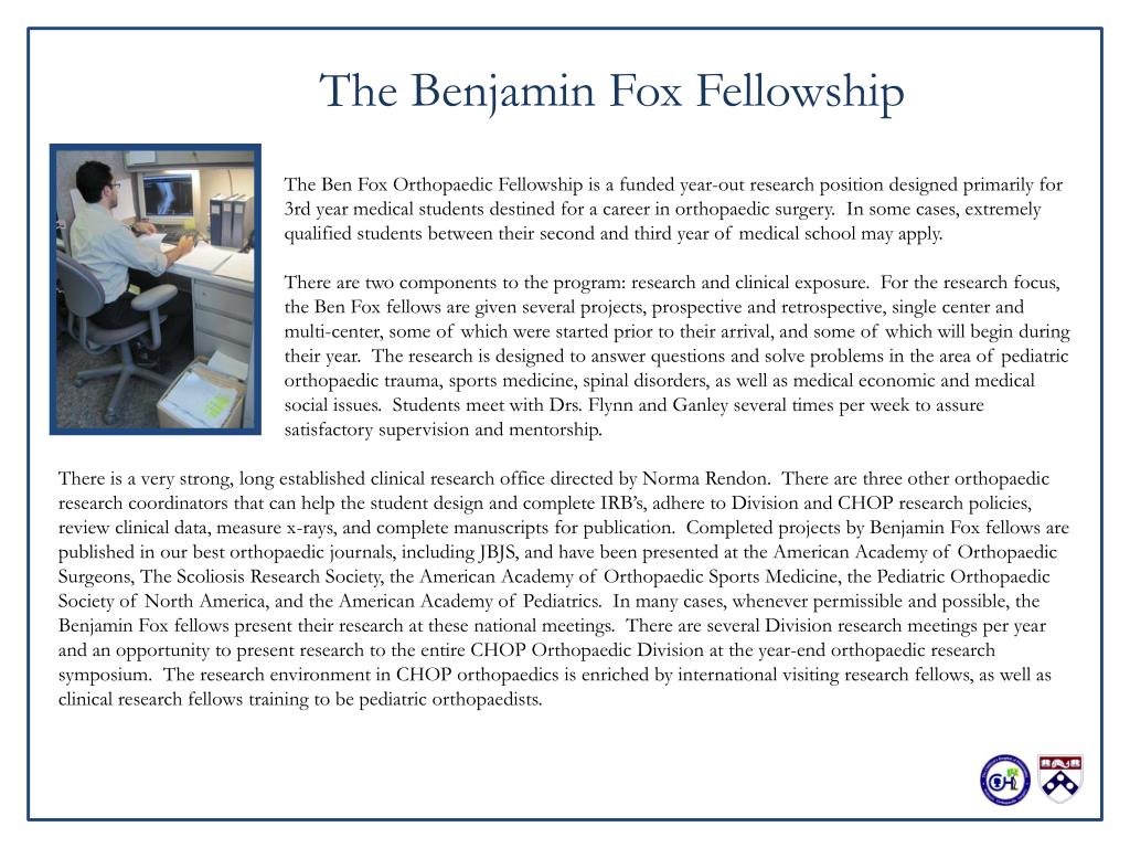 PPT - The Benjamin Fox Orthopaedic Research Fellowship PowerPoint ...