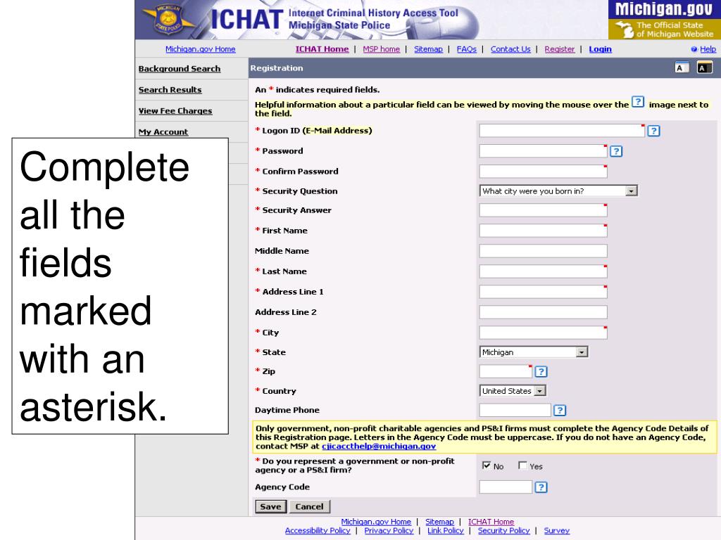 PPT - Guide to ICHAT: Michigan State Police Criminal History Access ...